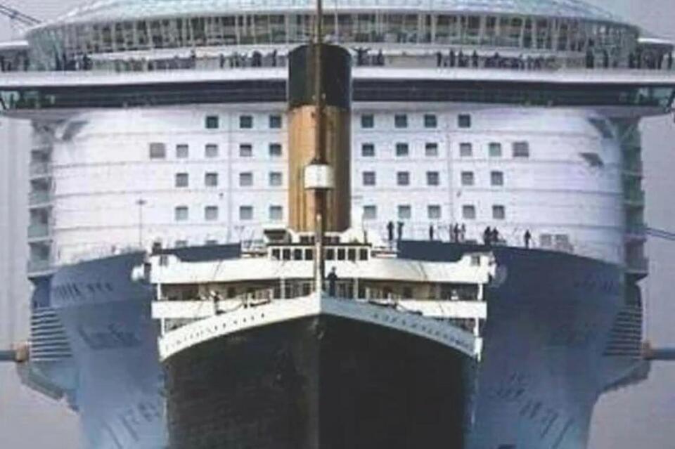 ‘Insane’ image reveals true size of Titanic compared to modern-day ...