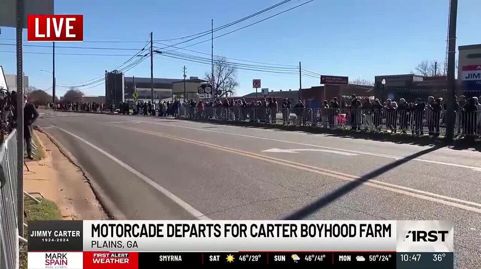 Motorcade for late former President Jimmy Carter passes through Plains ...