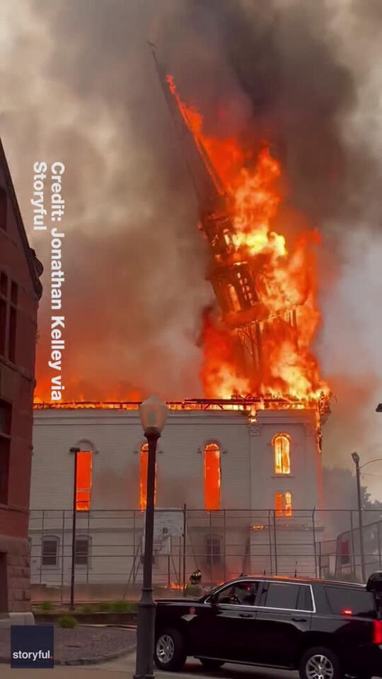 A historic church in Spencer Massachusetts was struck by lightning ...