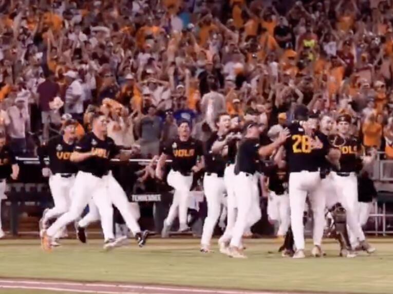 Final out of Tennessee's College World Series win with the music from ...
