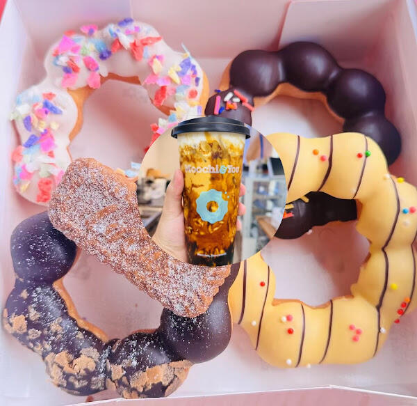 Moochi & You, a new dessert place featuring mochi donuts, corndogs, and ...