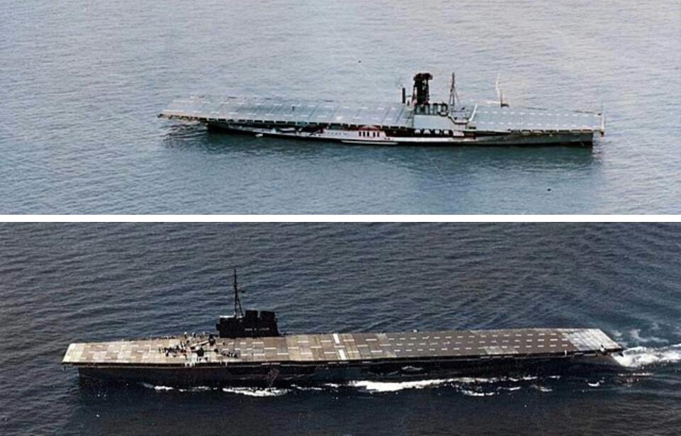 Aircraft carriers, the USS Wolverine (IX-64) and USS Sable (IX-81 ...