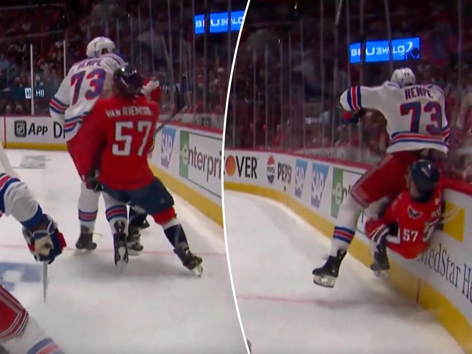 Rangers’ Matt Rempe knocks Capitals’ Trevor van Riemsdyk out of Game 3 ...