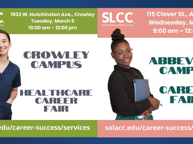 SLCC plans career fairs in Crowley and Abbeville