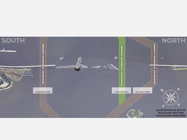 Third alternate channel to open near Key Bridge collapse site to allow ...
