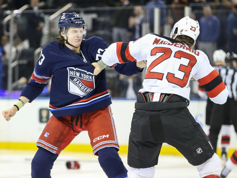 Matt Rempe And Kurtis MacDermid; Rangers And Devils Brawl Two Seconds ...