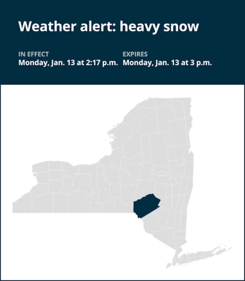NY weather: Weather alert for heavy snow in Delaware County Monday ...
