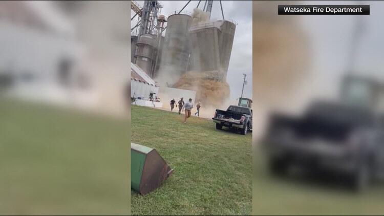Dramatic video captures concrete grain bin collapse in Illinois - NewsBreak