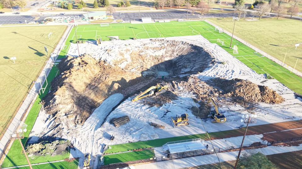 Gordon Moore Park Sinkhole Water Drainage Progress Captured in Video ...