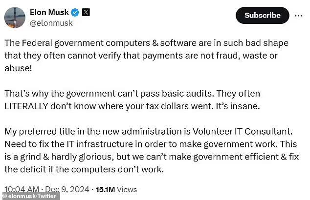 Elon Musk reveals his new government role in the Trump administration ...