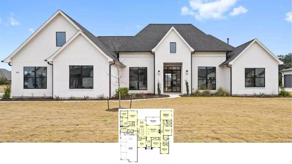 Step Inside This 3 152 Sq Ft 4 Bedroom Farmhouse With Game Room And 4 Car Garage Floor Plan