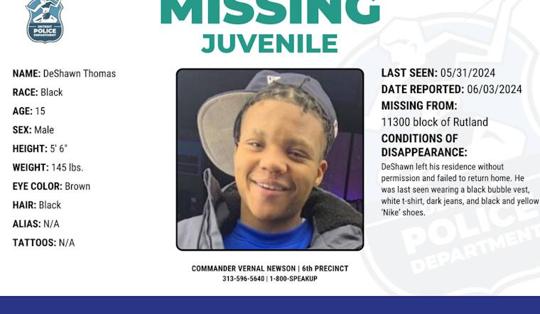 Detroit Police Seek Public's Help to Find Missing 15-Year-Old DeShawn ...