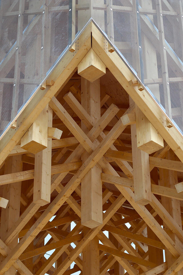 crystalline timber canopy inspired by snow fractals becomes a gathering ...