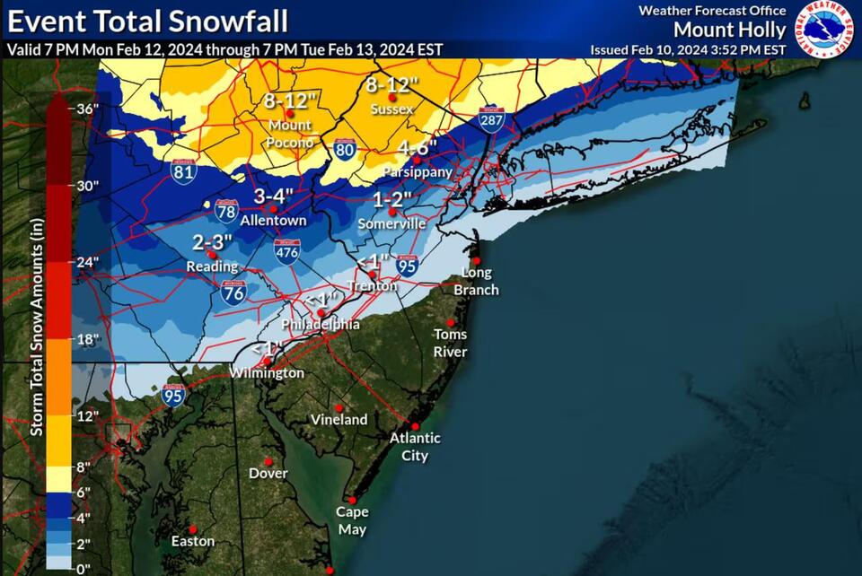 Lehigh Valley weather: Winter storm watches issued. Updated snow forecast for Tuesday winter ...