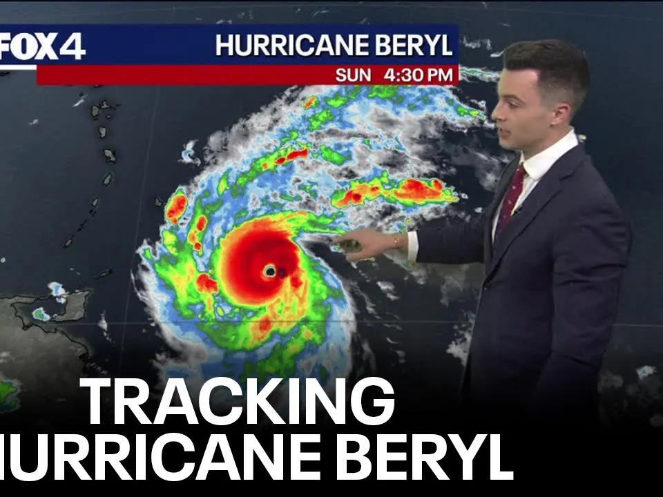 Hurricane Beryl's projected path
