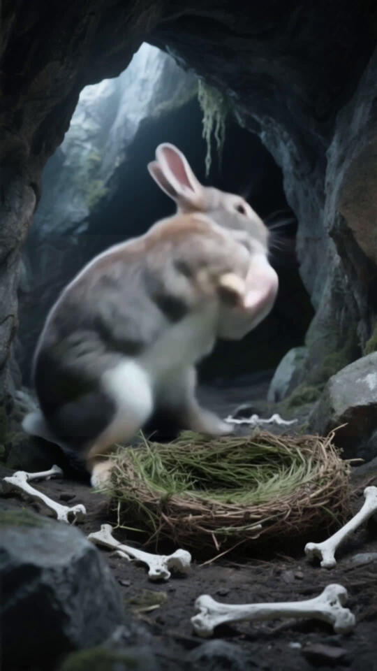 AI-generated: A rabbit ventures into a den of monsters to save a baby ...