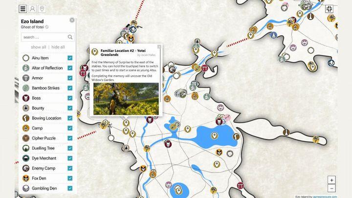 Ghost of Yotei interactive map. Find every shrine, altar, and boss ...