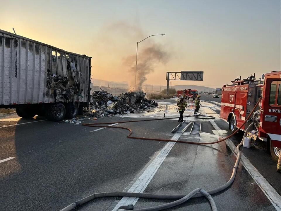 Lanes and onramp reopen after trash truck fire on I-10 near Indian ...