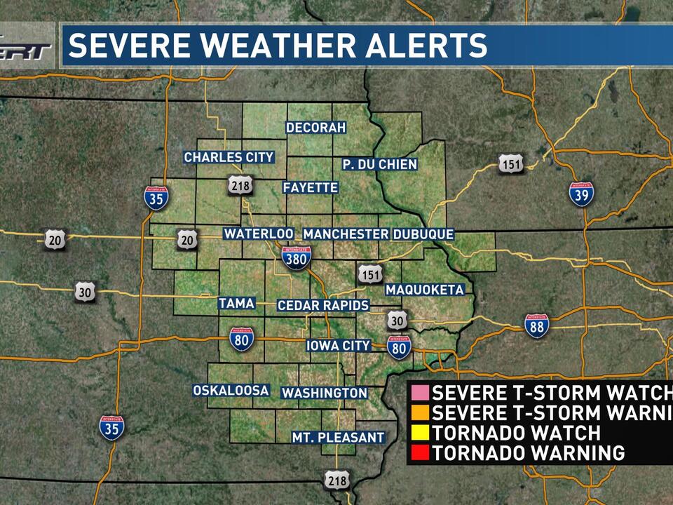 Severe storms, tornado warnings hit Eastern Iowa