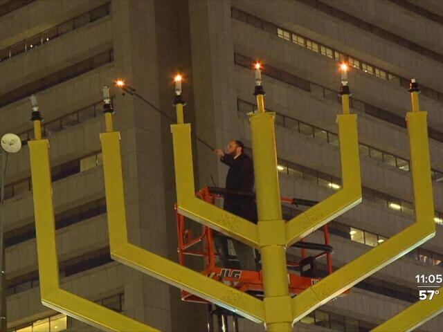 Baltimore celebrates Hanukkah by lighting Menorah on light street ...