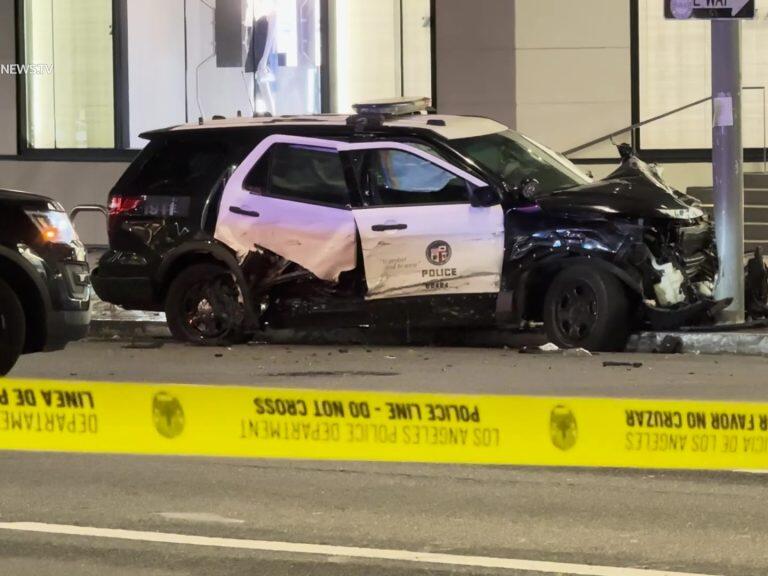 Stolen LAPD Cruiser Involves 2 Vehicles in Horrific Crash in Downtown Los Angeles