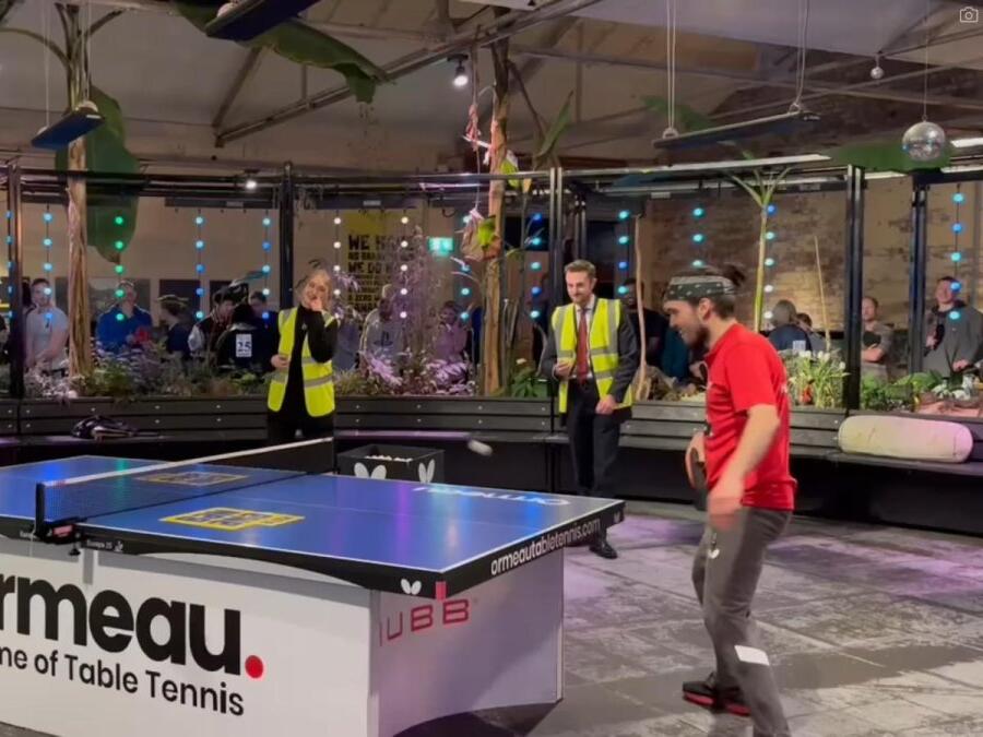 Watch: 120 players participate in table tennis rally for world record