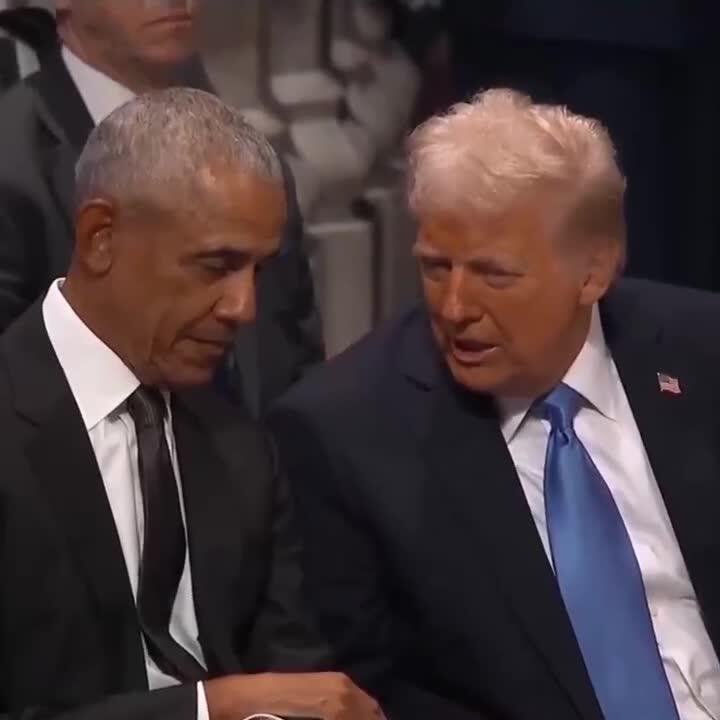 Donald Trump & Barack Obama talking at Jimmy Carter’s funeral in ...