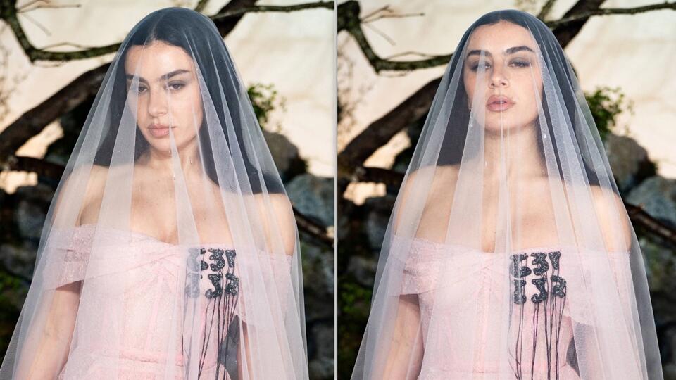 Charli XCX Goes Full Gothic Bride in Veiled Pink Gown at U.K. Wuthering ...