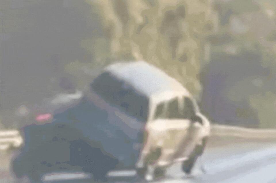 Car flips over on busy highway, driver chases other motorist with knife ...