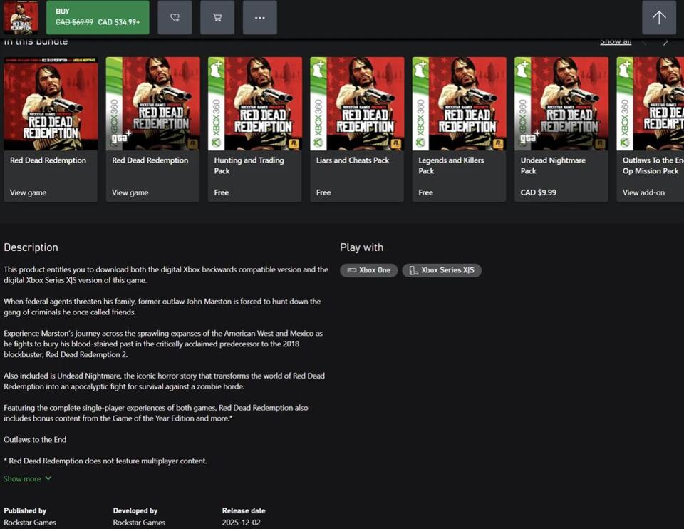 Red Dead Redemption Xbox 360 to Series Upgrade Unclear Amid Conflicting ...