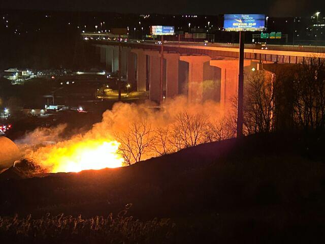 Massive fire breaks out near Valley View Bridge - NewsBreak