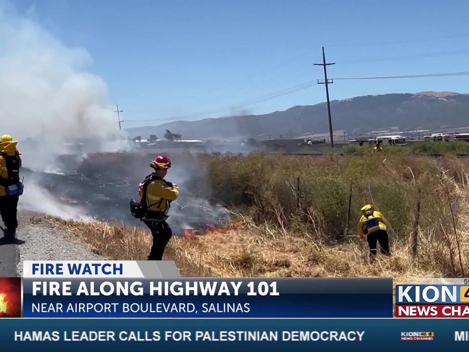 Multiple fire agencies battle brush fire burning along Highway 101 near ...