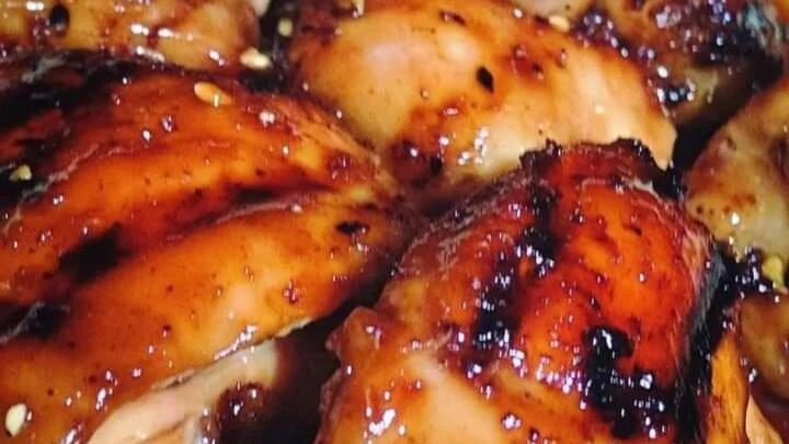 Grilled Teriyaki Chicken Thighs With Sticky Glaze And Backyard-Grill ...