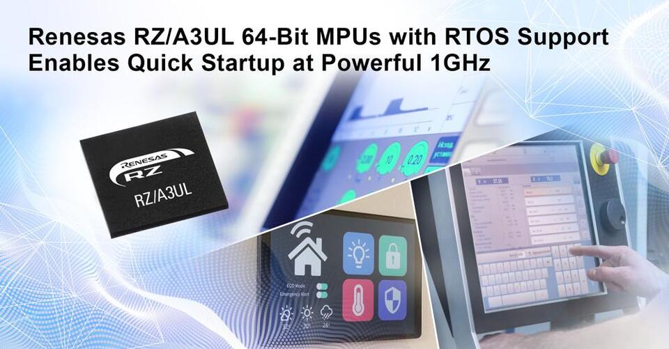 Renesas Unveils Powerful 1GHz RZ/A3UL 64-Bit MPUs with RTOS Support That Enable High-Definition ...