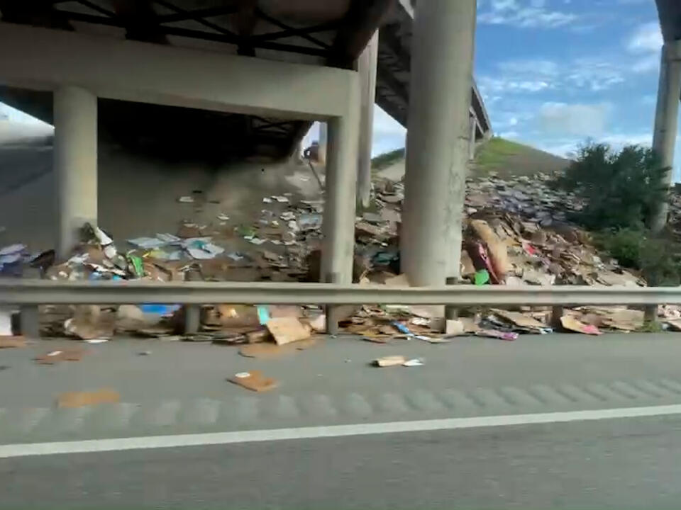 Hundreds of cardboard boxes spill in Highway 37 accident