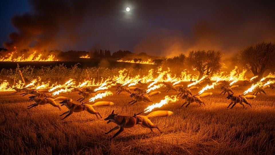 Samson caught 300 foxes and turned them into living torches to burn ...