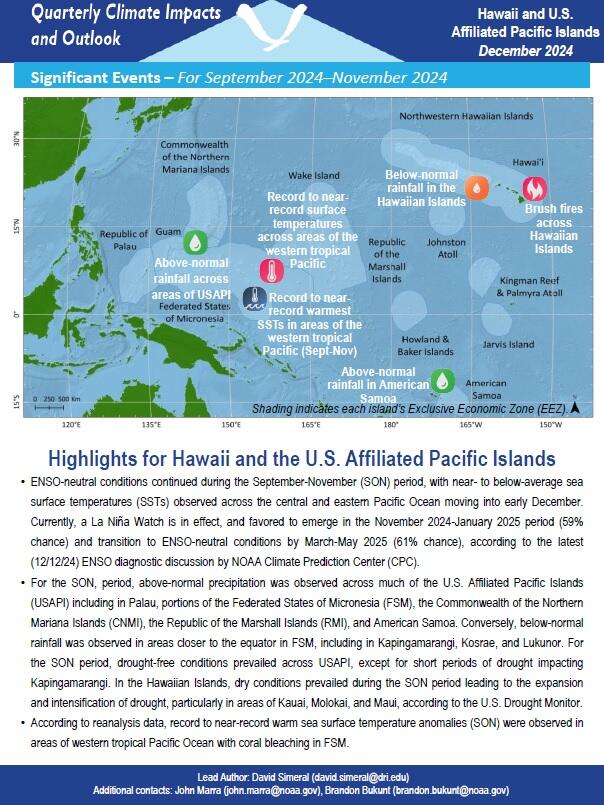 Quarterly Climate Impacts and Outlook for the Pacific Region - December ...