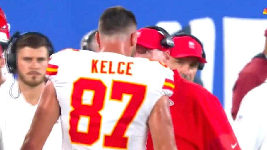Travis Kelce, Andy Reid Bump Shoulders in Heated Exchange During Chiefs-Giants - NewsBreak