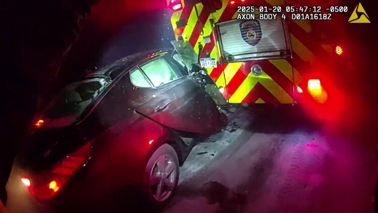 Body cam captures driver slamming into Comstock fire truck attending to ...