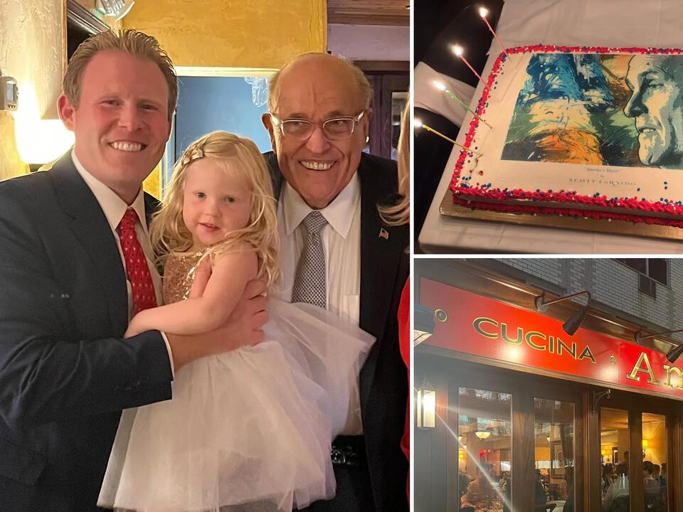 Embattled Rudy Giuliani celebrates his 80th birthday surrounded by ...