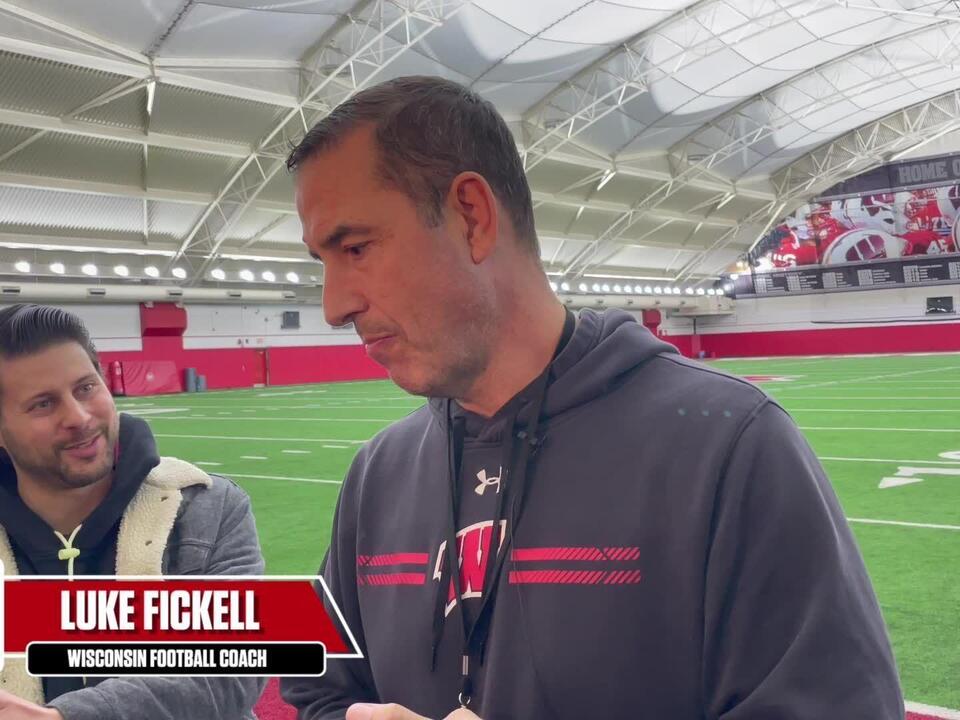 Wisconsin football coach Luke Fickell discusses offensive line without ...