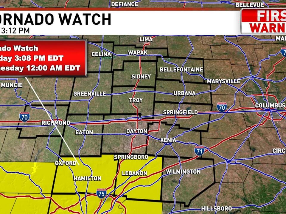Tornado Watch issued for Warren, Preble, Butler counties