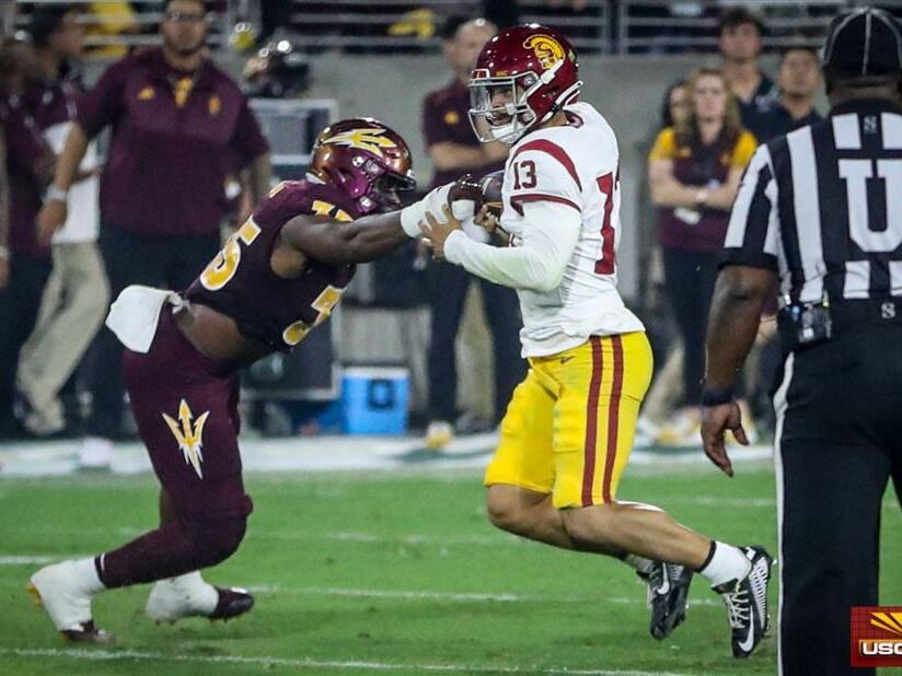 USC's Lincoln Riley, Brenden Rice break down Caleb Williams' scramble ...