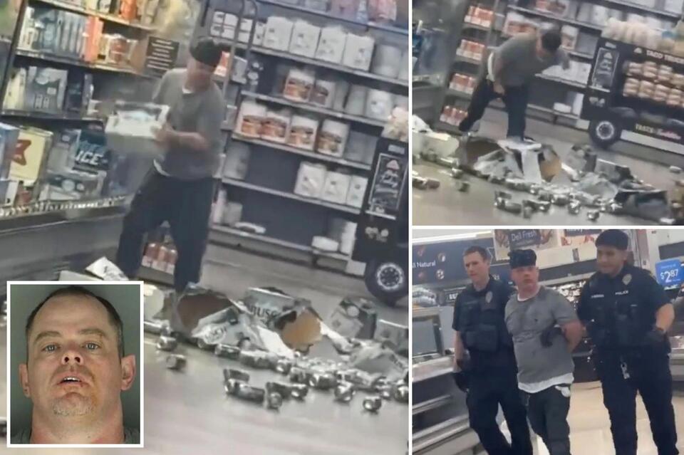 J Dustin D. Cain, man in viral Walmart beer-smashing video, charged ...
