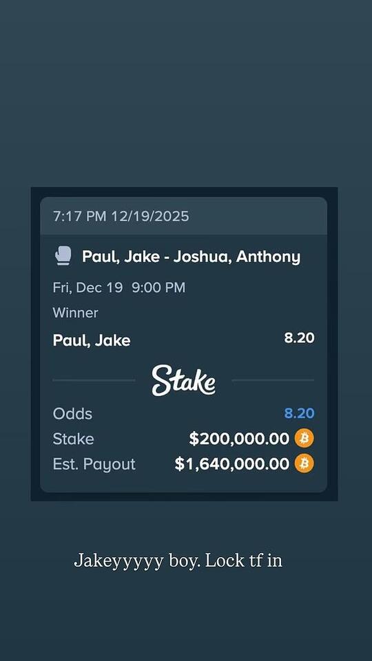 'Cursed' Drake bets $200,000 on Jake Paul to beat Anthony Joshua - with ...
