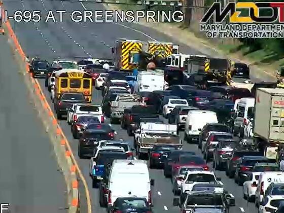 I-695 inner loop shut down due to crash near Towson