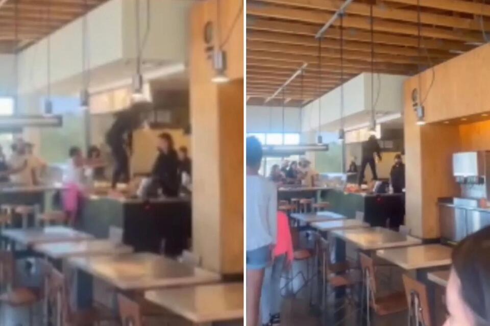 California Chipotle customers throw food at employees as they jump on ...