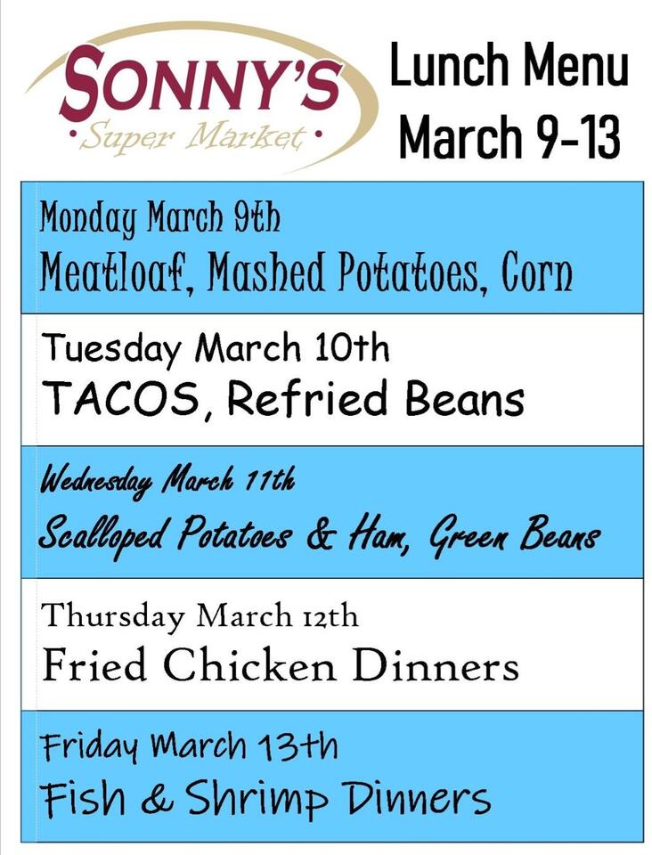 Sonny's Super Market offers hot lunches this week - NewsBreak