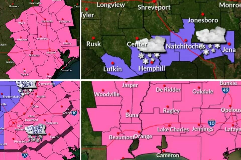WINTER STORM WARNING: Projected Snow Totals For 28 Texas Cities - NewsBreak