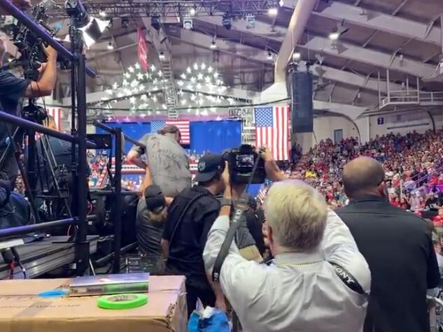 Man Attempts to Storm Press Pen at Rally as Trump Says, ‘He’s on Our Side’